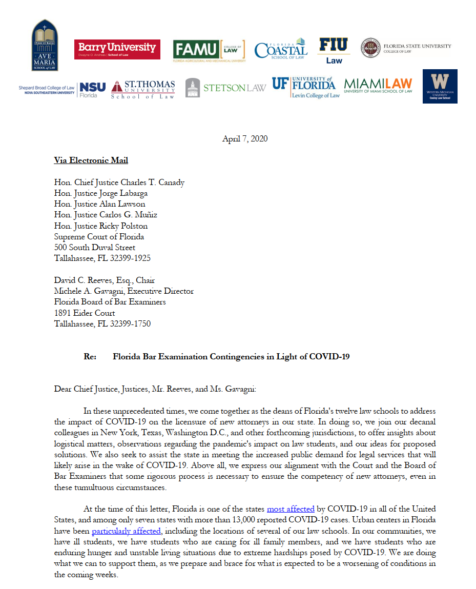 Florida Law Deans Band Together for Graduating 3Ls – Discourse.netDiscourse.net